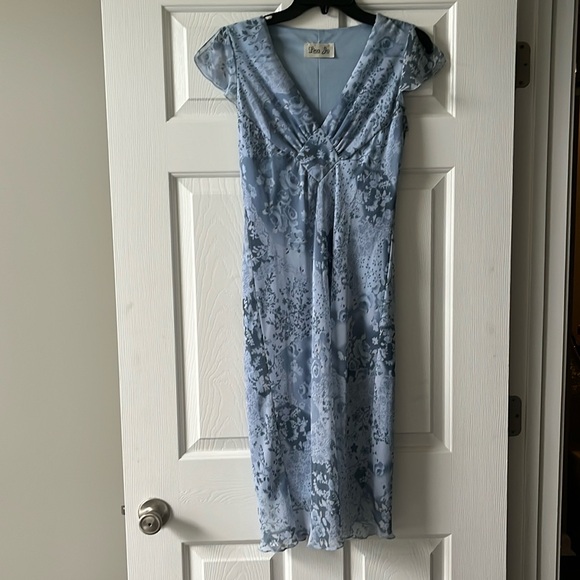 Lisa Jo | Dresses | Vintage Lisa Jo Blue Floral Cap Sleeve Dress | Poshmark